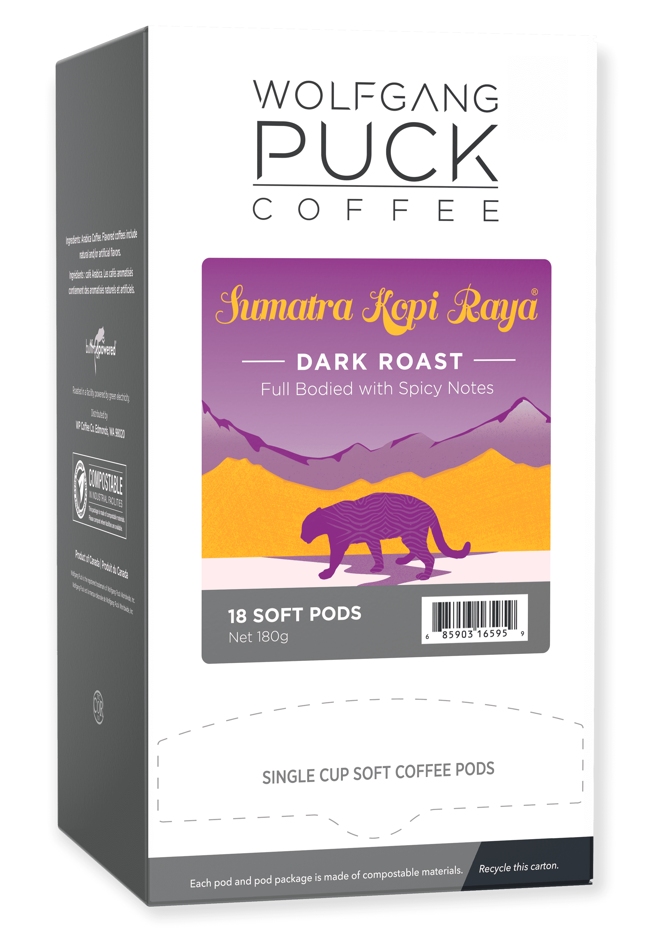 Wolfgang Puck Coffee Soft Pods, Sumatra Kopi Raya, Dark Roast, 18 count ...