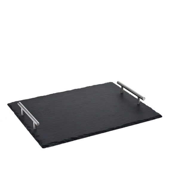 Wolfgang Puck Slate Tray with Stainless Steel Handles, Natural Edges ...