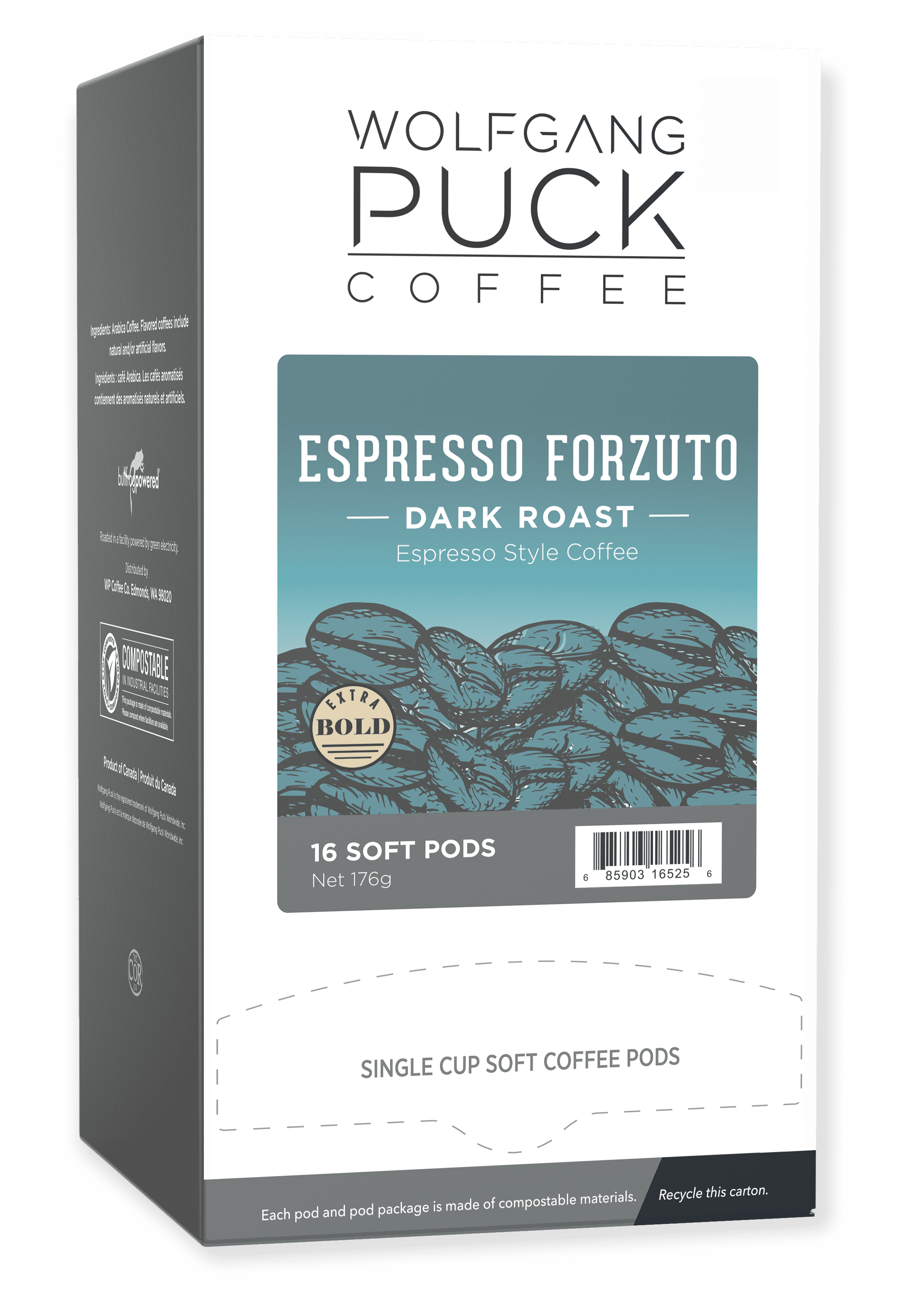 Wolfgang Puck Soft Coffee Pods, Espresso Forzuto, 12 Gram, 16 count ...