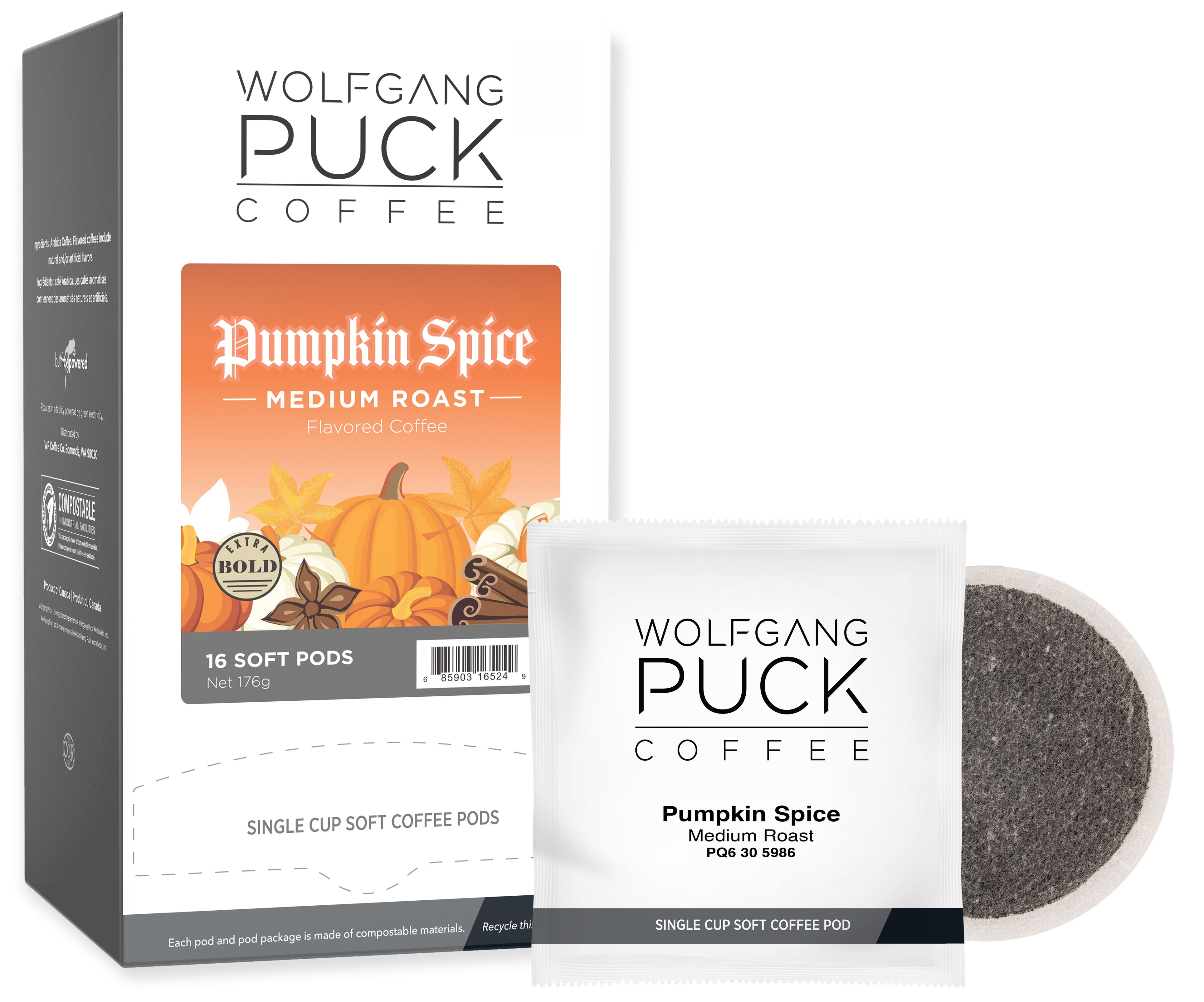 Wolfgang Puck Soft Coffee Pods, Oktober Spice, Medium Roast, 12 Gram, 16 count (Pack of 1 ...