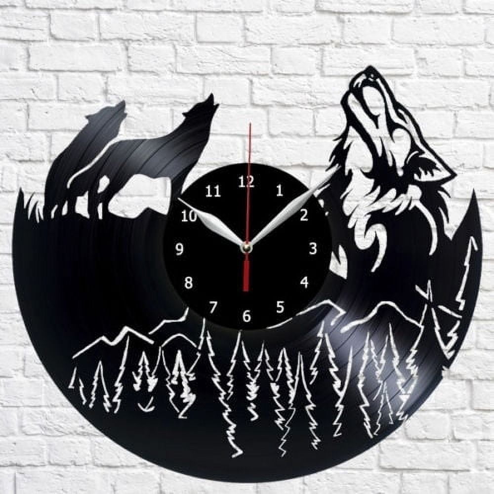Wolfs Vinyl Wall Clock,Vinyl Record Clock Wall Art Unique Bedroom ...