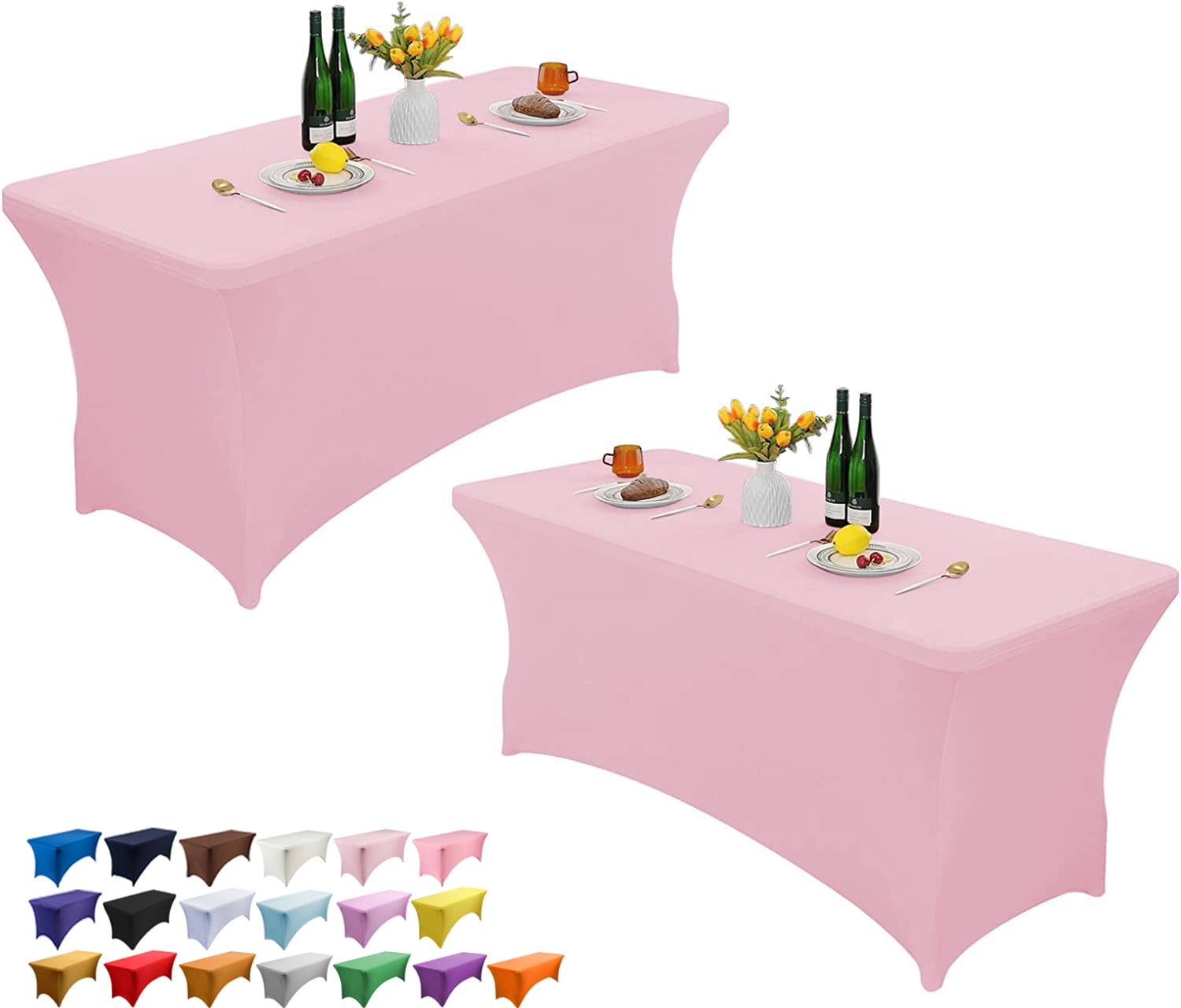 Wolfway 2 Pack 4FT Stretch Spandex Table Cover Washable and Wrinkle ...