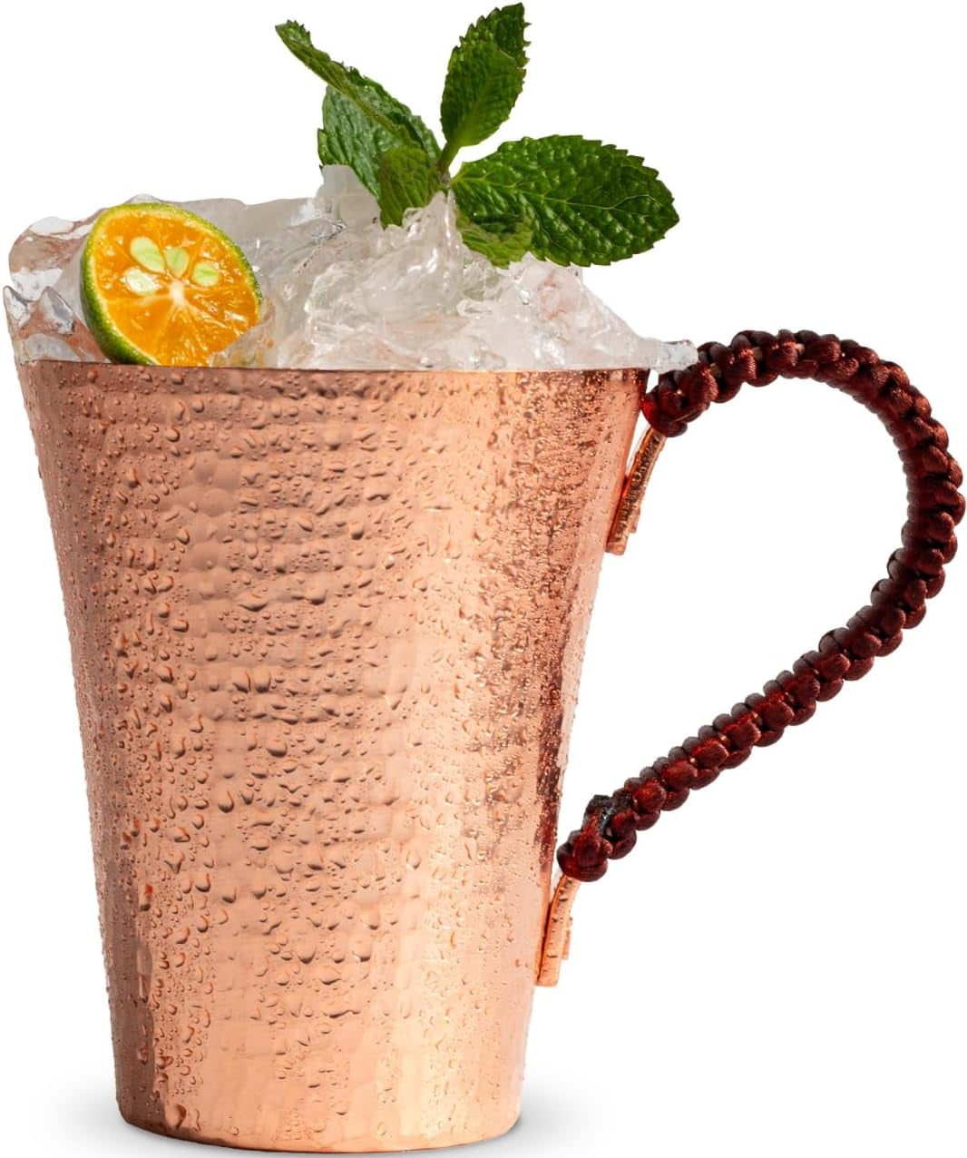 Wollet 100% Pure Copper Drinking Cup with Handle - Hand Hammered, Heavy ...