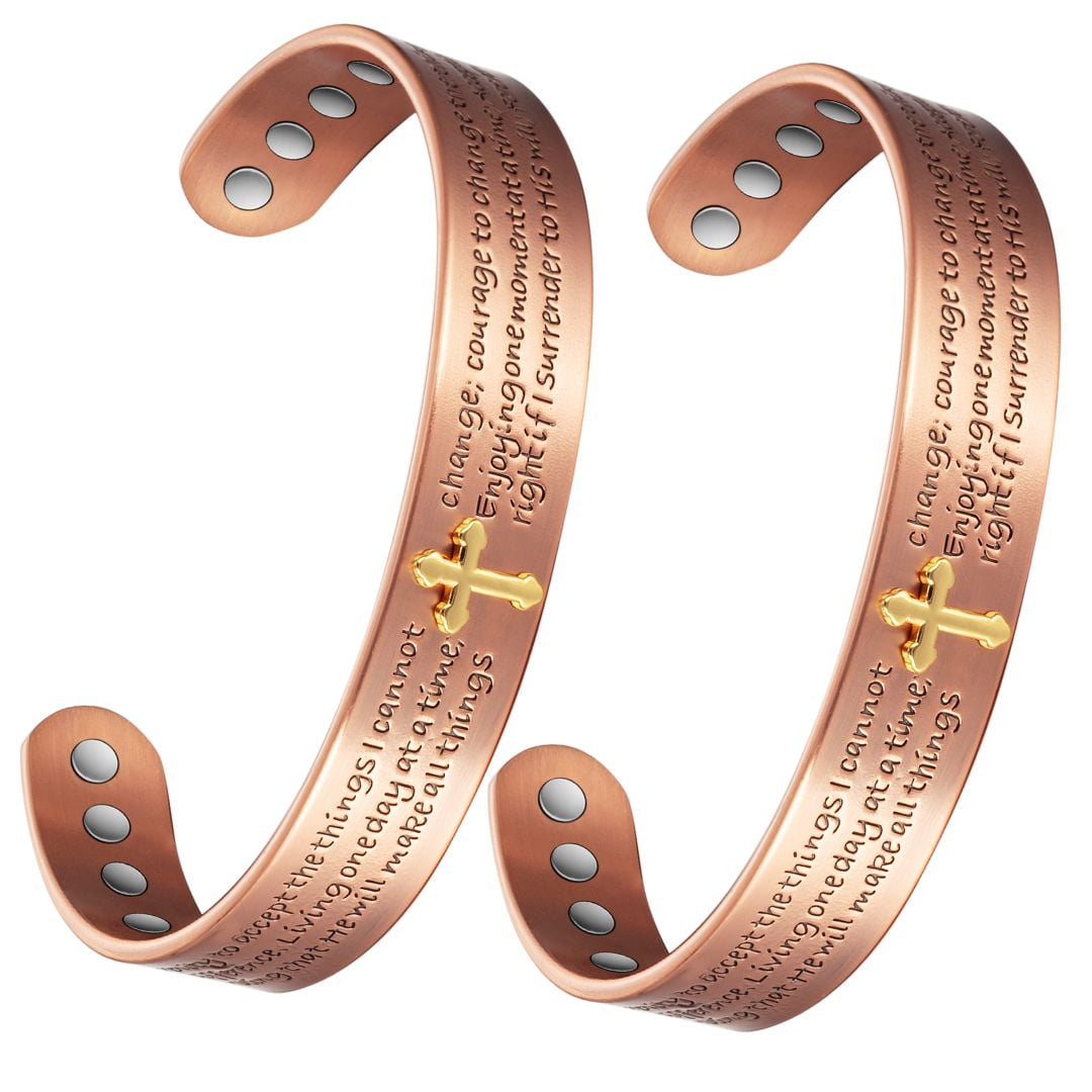 Wollet 6.5'' Pure Copper Blessing Bracelets , Christian Cross Jesus ...