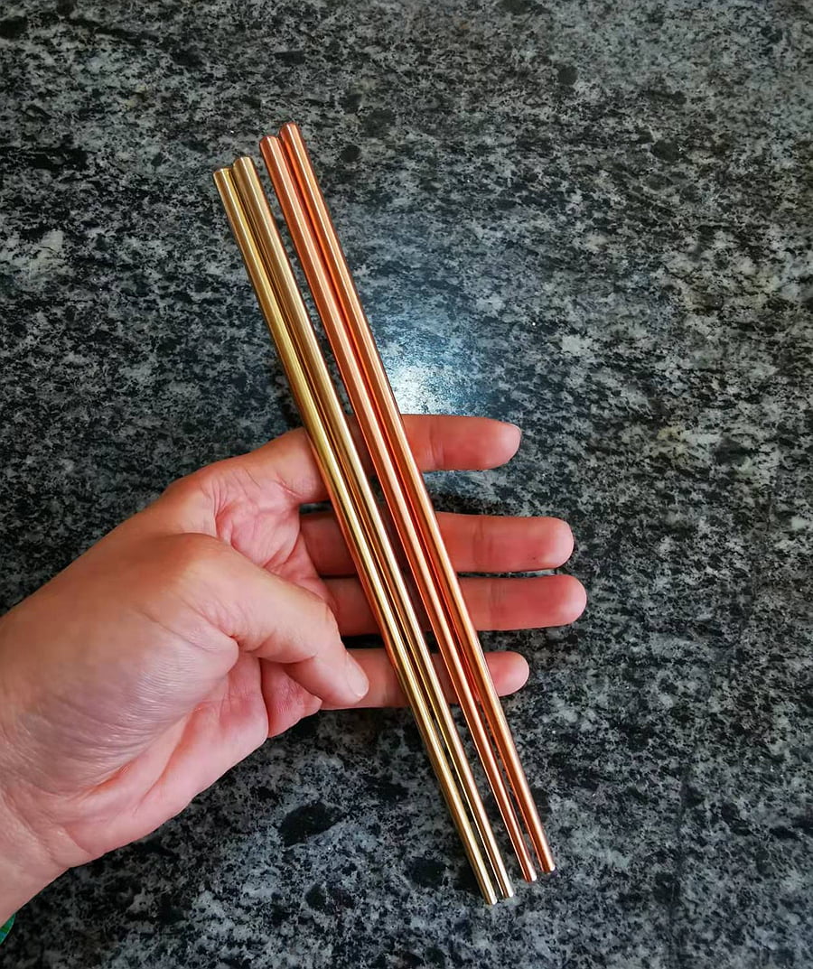 Wollet 99.9% Pure Solid Copper Brass Chopsticks, Set of 2, Thick Copper ...
