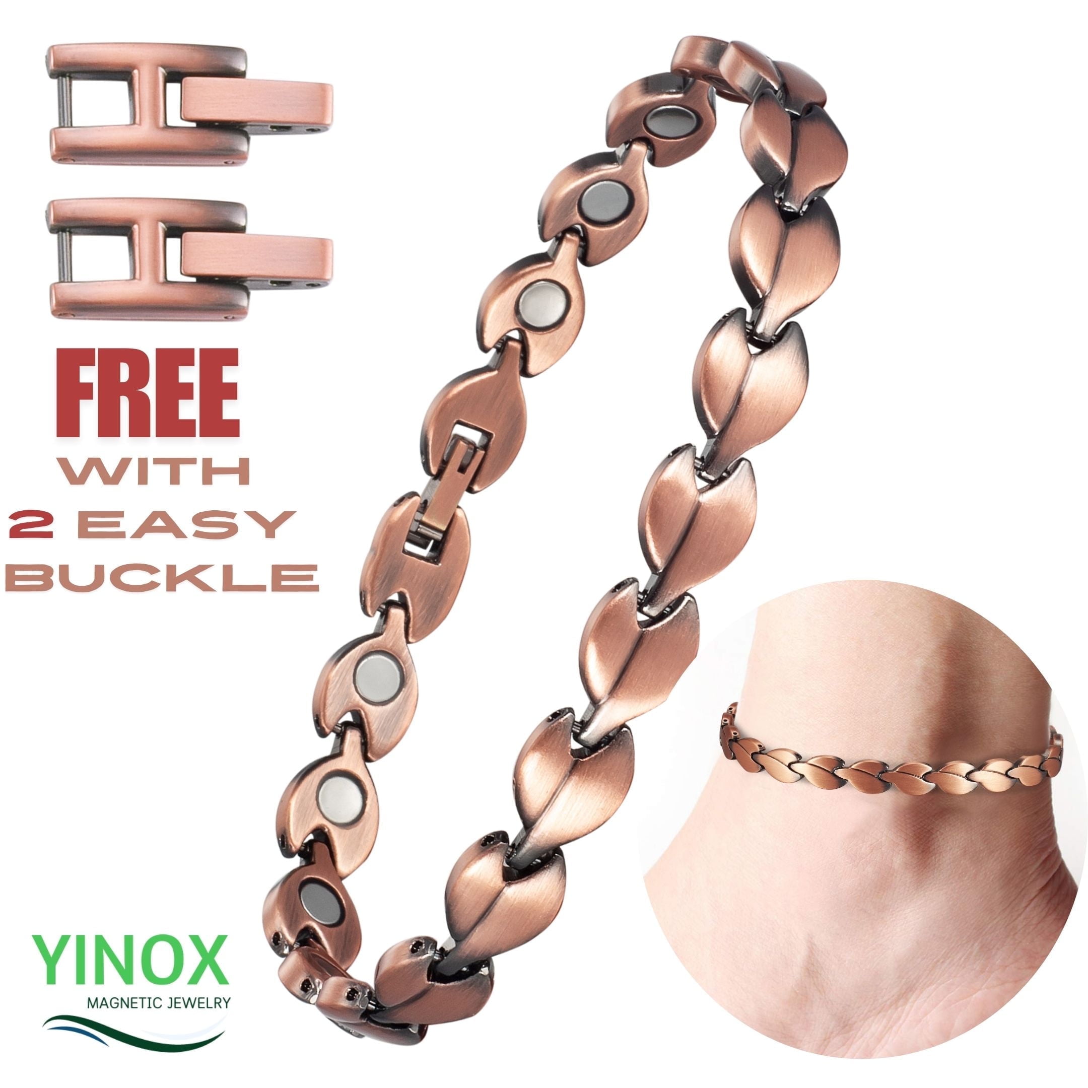 Wollet Women's 99.9% Solid Copper Magnetic Ankle Bracelet, Adjustable ...