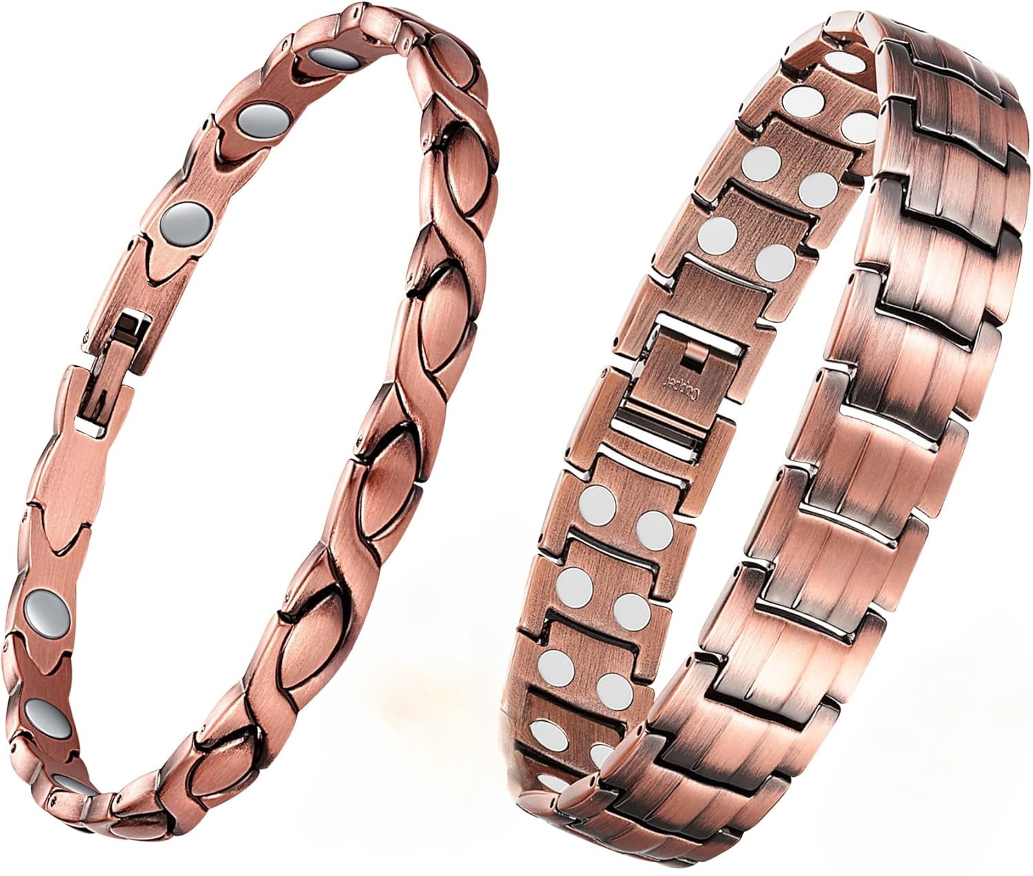 Wollet Copper Magnetic Bracelet Set for Women Men, 99.99% Solid Couple ...