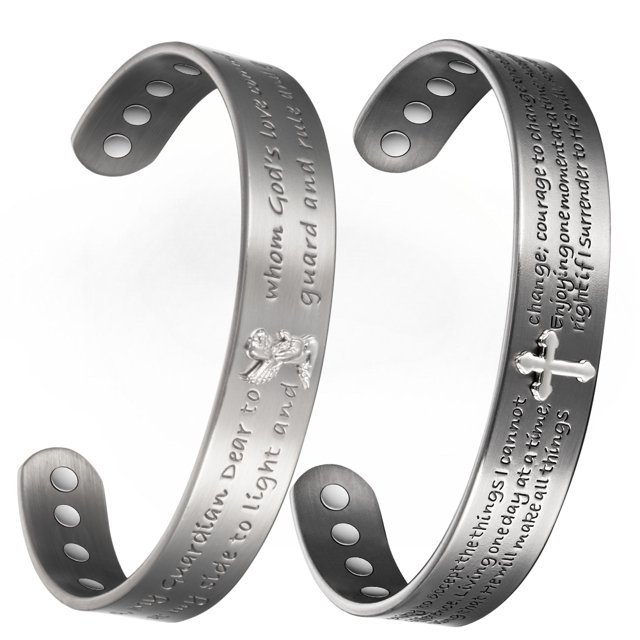 Wollet Copper Magnetic Bracelet for Men Women, Angel& Cross Design,Cuff ...
