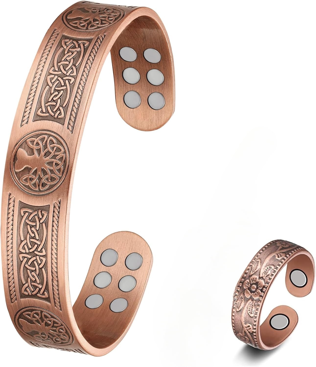 Wollet Copper Magnetic Bracelets & Ring for Women & Men with Magnets ...