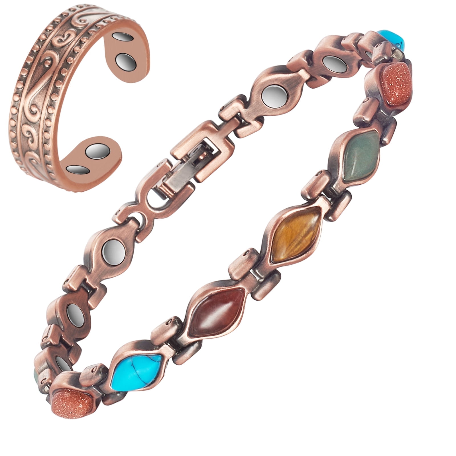 Wollet Copper Magnetic Bracelets for Women，Colorful Turquoise Bracelet ...