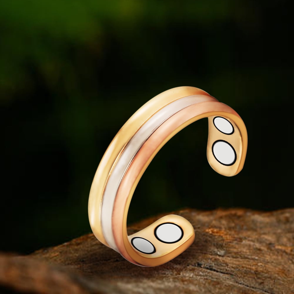Wollet Copper Magnetic Ring for Women, 2.3 '', Gold Plated Copper Ring ...