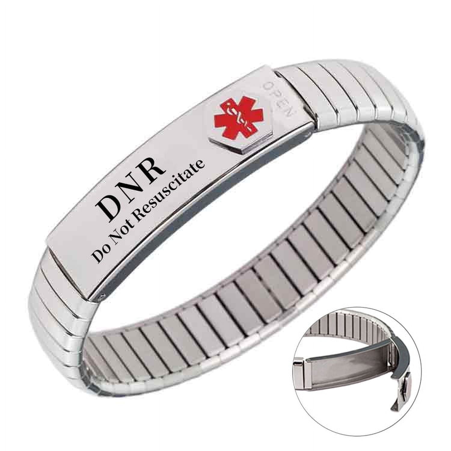 Magnetia Elastic Medical Alert Bracelet for Women, 7.0''(Stretchable ...