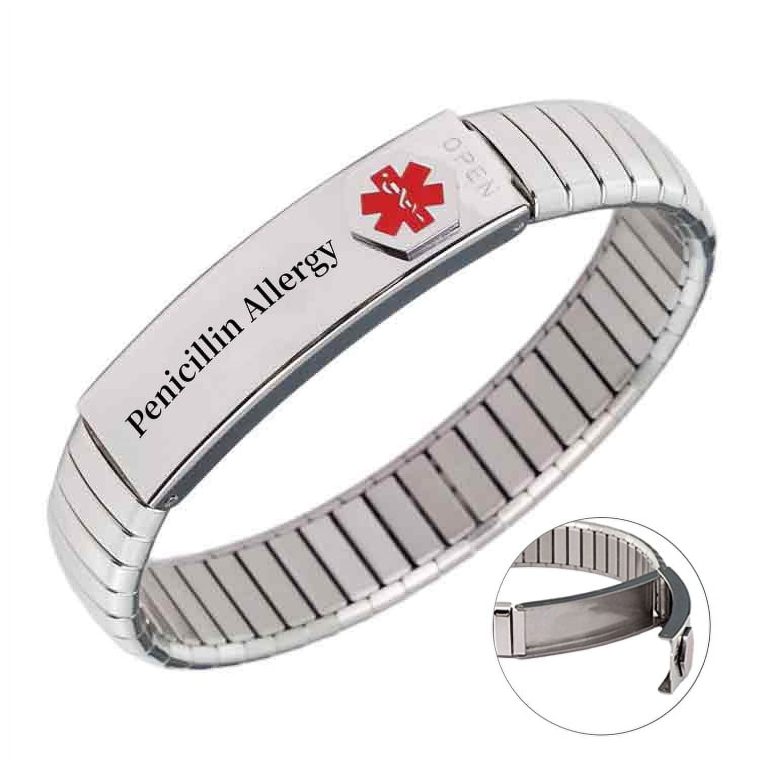 Wollet Elastic Medical Alert Bracelet for Women, Pre-Engraved ...