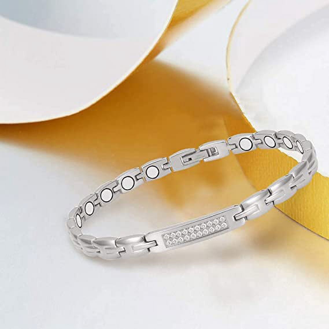 Wollet Magnetic Bracelets for Women, Stainless Steel Crystal Bracelets ...