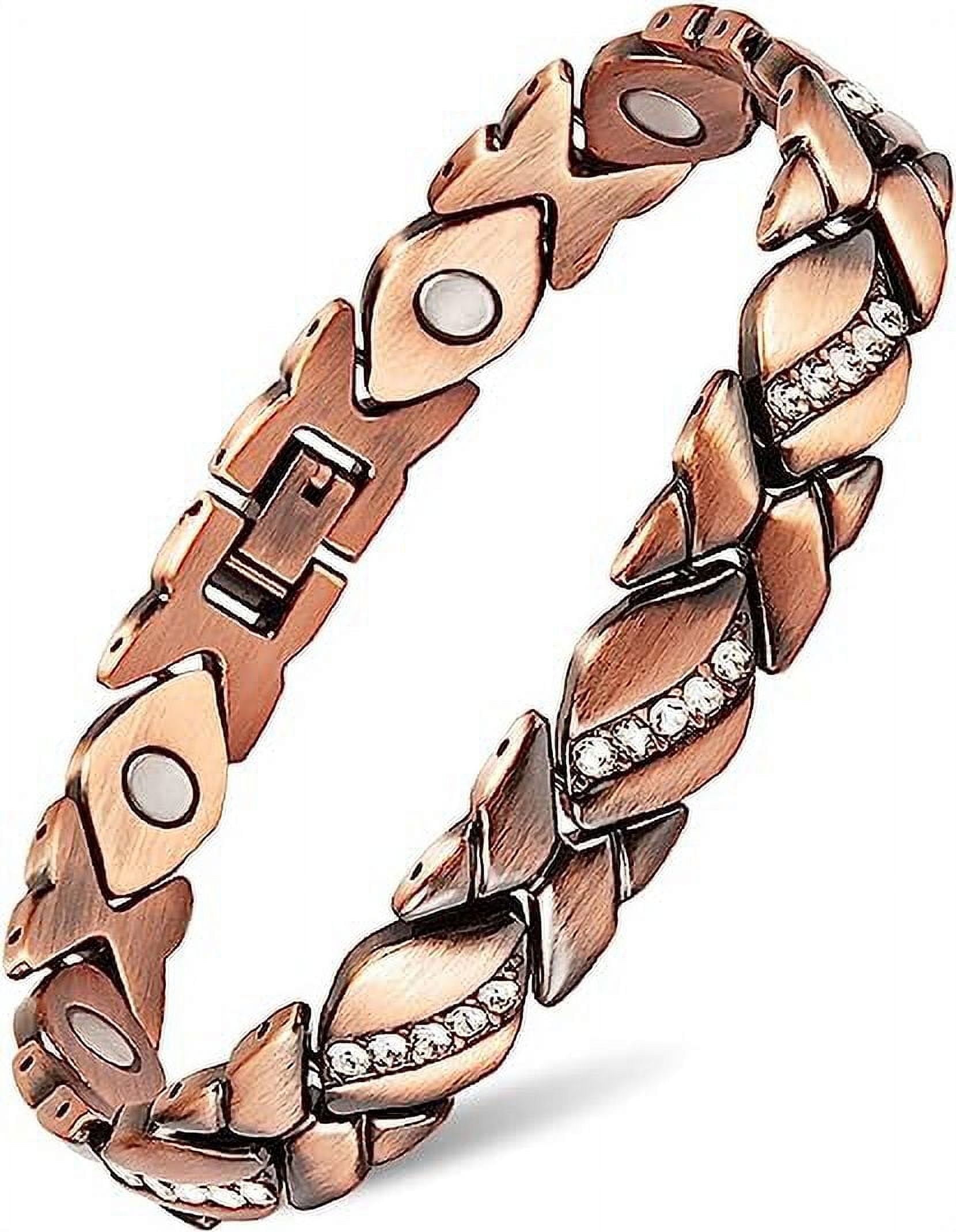 Wollet Women's 99.9% Pure Copper Magnetic Crystal Bracelet, Adjustable ...