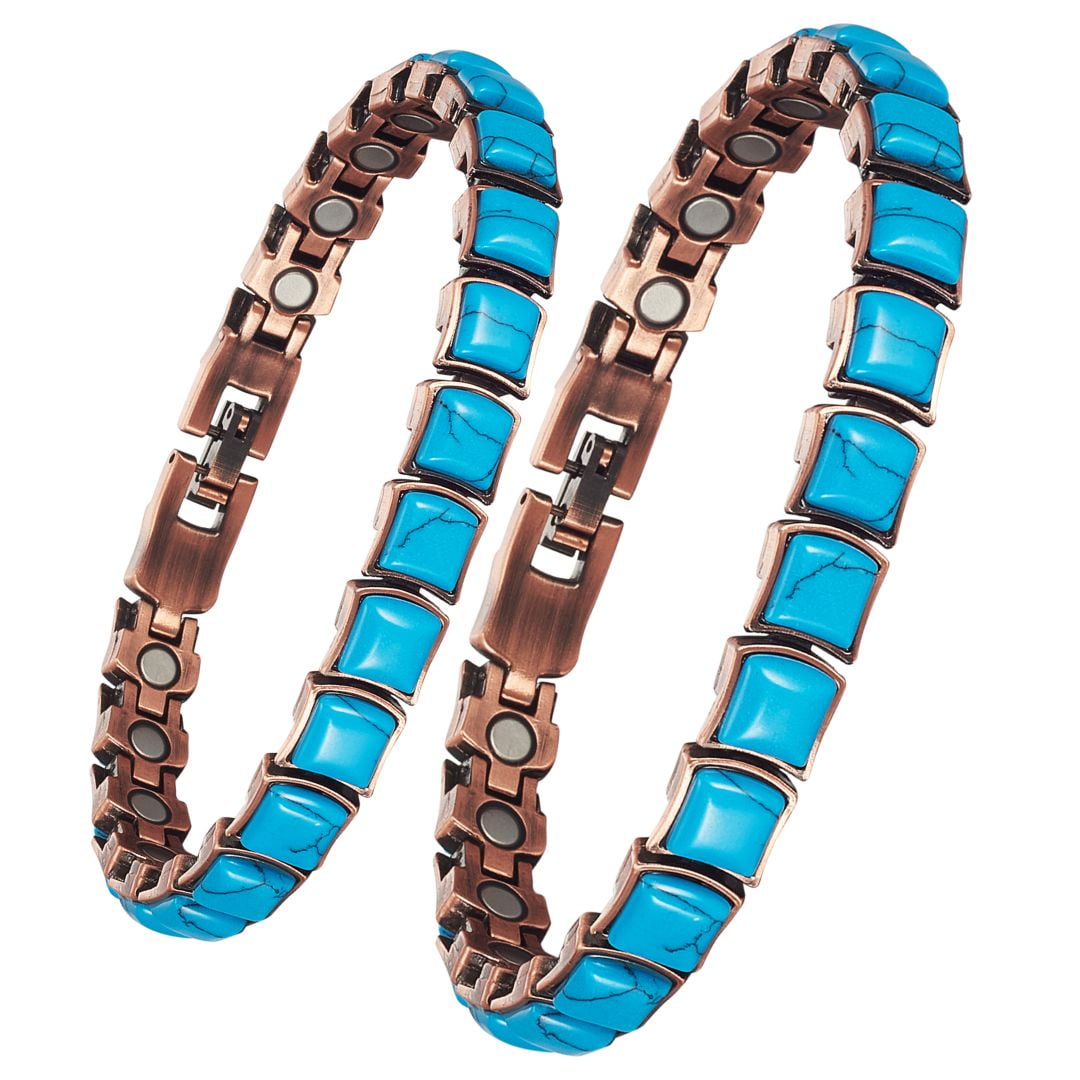 Wollet Magnetic Copper Bracelet&Anklet for Women with Blue Turquoise ...
