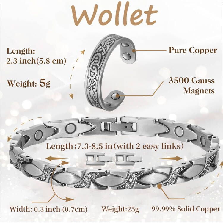 Wollet Magnetic Copper Bracelet Ring for Women, Gift for Wife or Mom ...