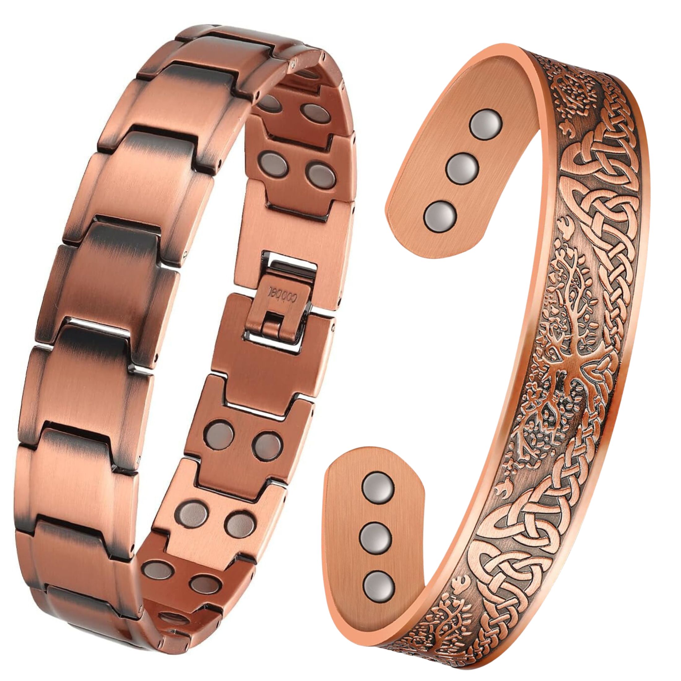 Wollet Magnetic Copper Bracelets Bangle for Men, IRIS Tree,Set of 2 ...