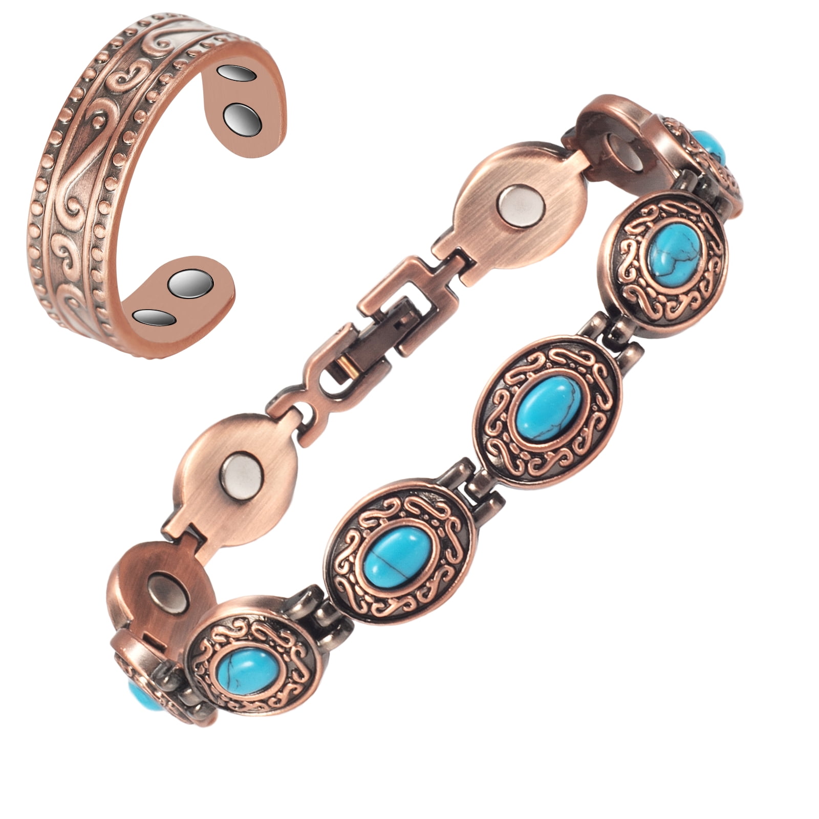 Wollet Copper Magnetic Bracelets Women with Turquoise, Pure Copper ...