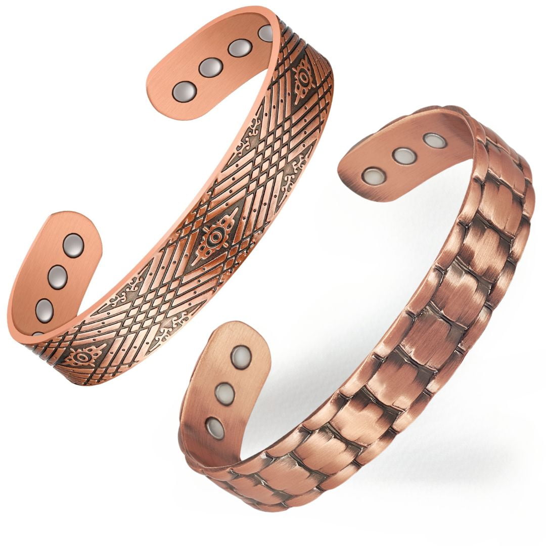 Wollet Magnetic Copper Cuff Bracelet for Men, Classic Design,7 in, Set ...