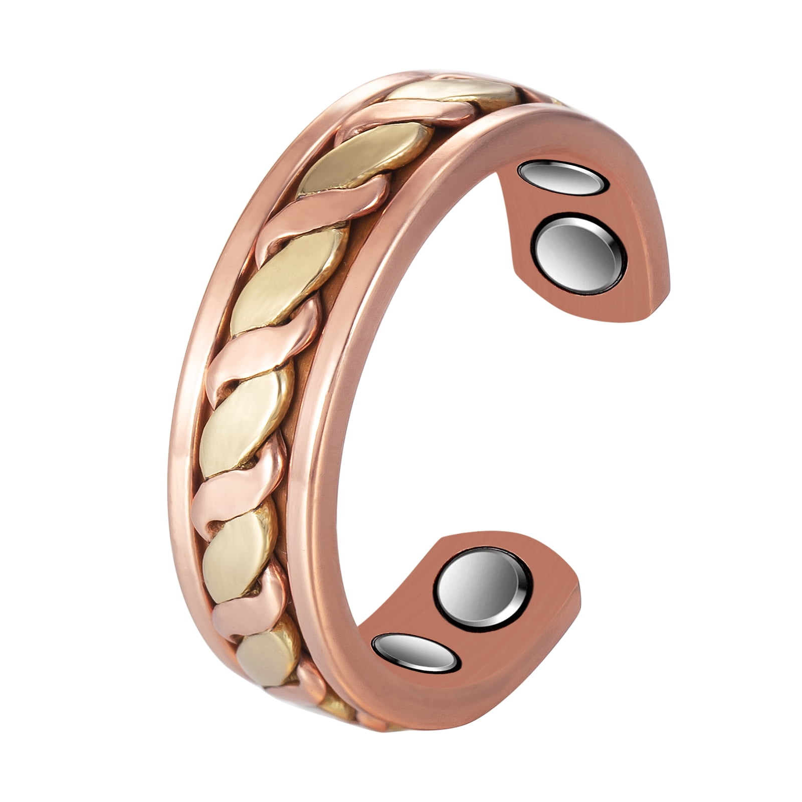 Wollet Magnetic Copper Rings with 2 Tone Braided Design, Pure Copper ...