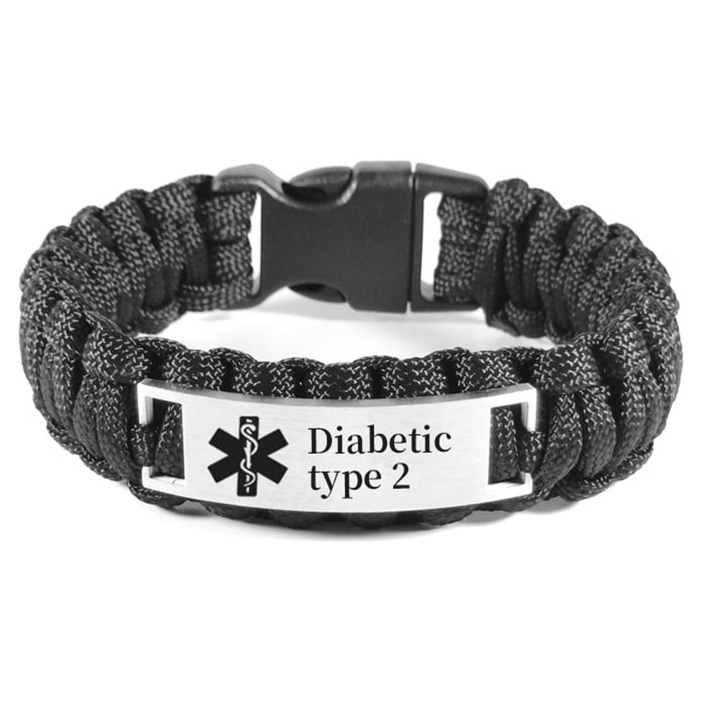 Wollet Medical Alert Bracelets for Men, 8.8'' Paracord Rope Sos ...