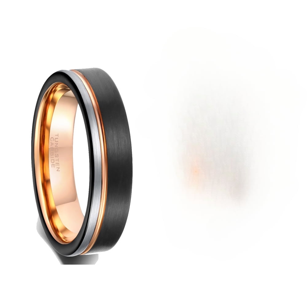 Wollet Mens Women Tungsten Carbide Ring, Wedding Band 6mm/8mm Black ...