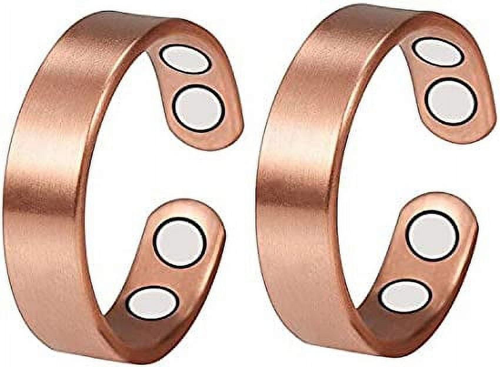 Wollet Pure Copper Magnetic Rings, Set of 2, Copper Cuff Rings, 2.3 ...