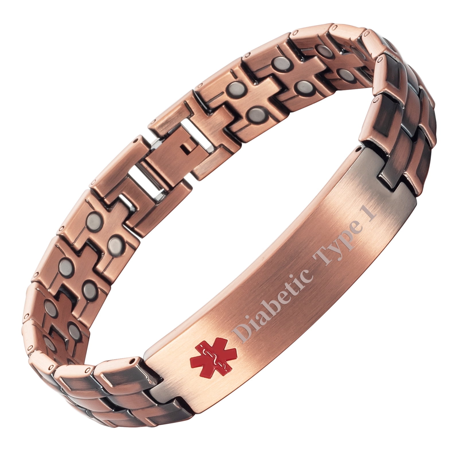 Wollet Pure Copper Medical Alert Bracelets for Men, Diabetic Type 1, 8. ...