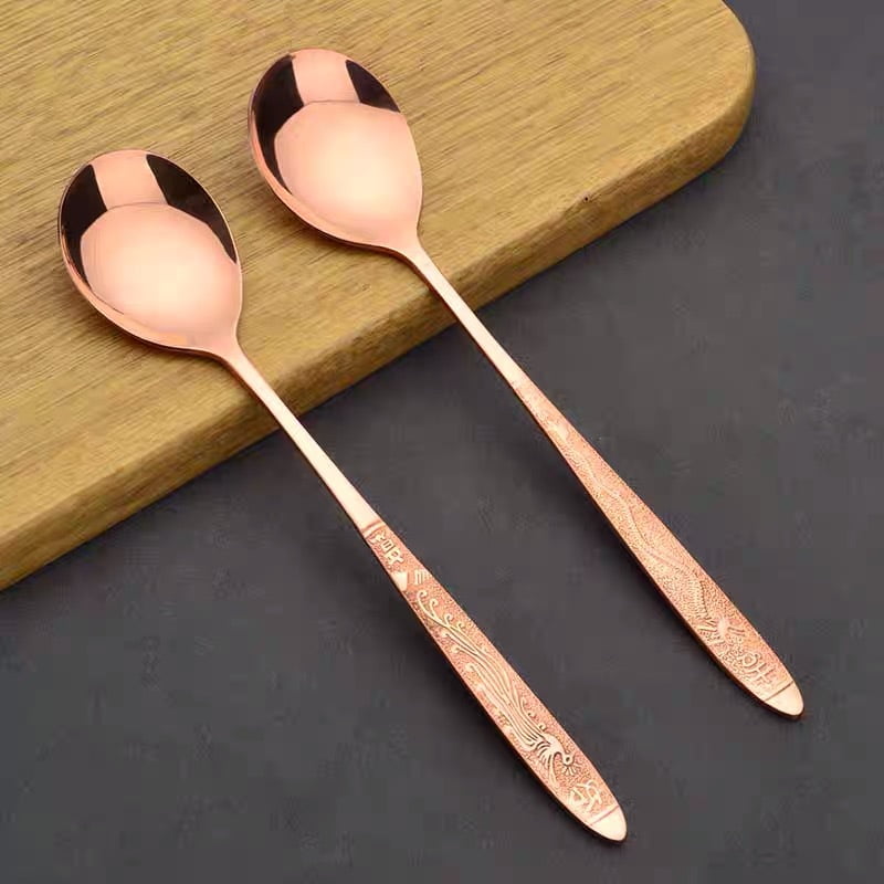 Wollet Pure Copper Soup Rice Spoon, 21*6.2cm, Long Handle Copper Brass ...
