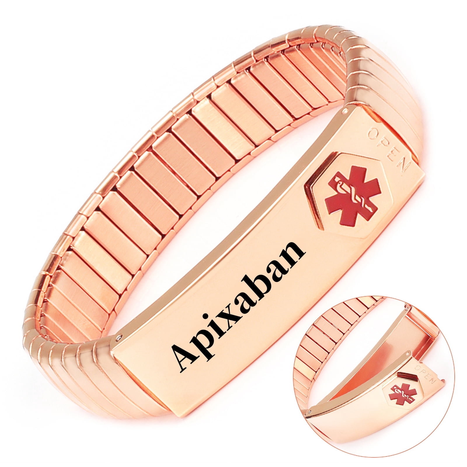 Wollet Stainless Steel Medical Alert Bracelet for Men, 7 Inch, Rose ...