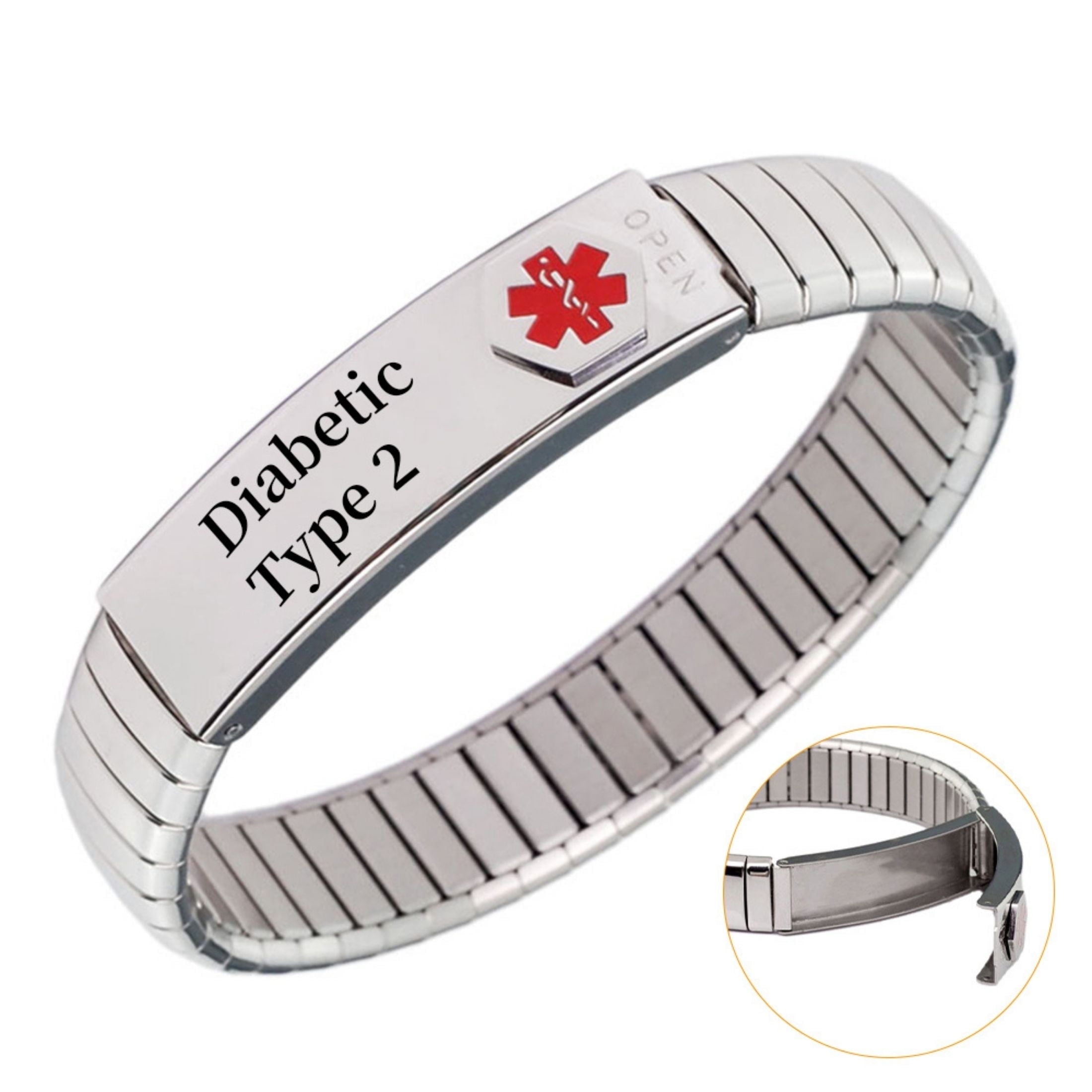 Wollet Stainless Steel Medical Alert Bracelet for Men Women, Engraving ...