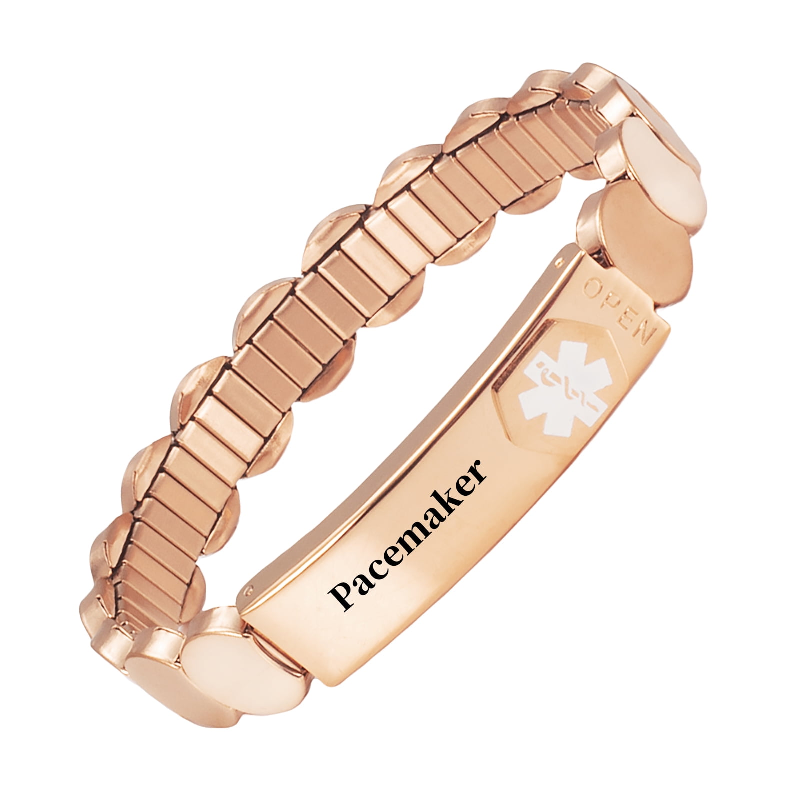 Wollet Stainless Steel Stretch Medical Alert Bracelet for Women, 7.08 ...