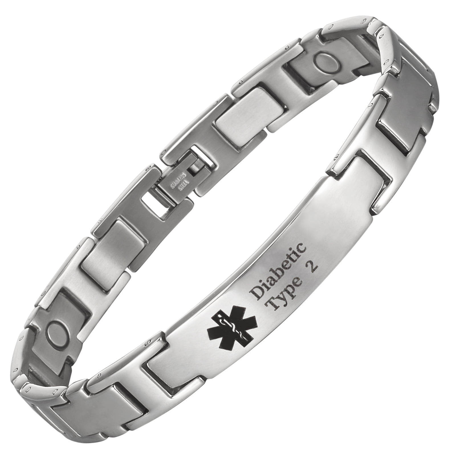 Wollet Stainless Steel Medical Alert Bracelet for Men Women, 8.46 Inch ...