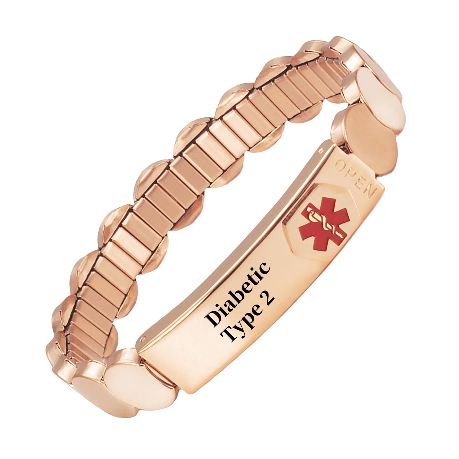 Wollet Stainless Steel Stretch Medical Alert Bracelet for Women, 7.08 ...