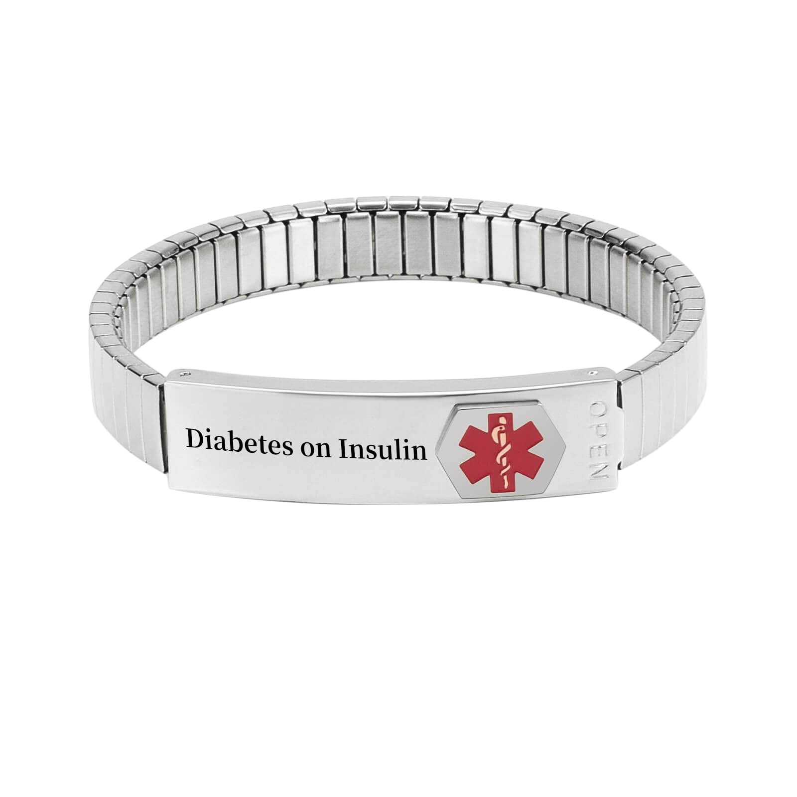 Wollet Stretch Medical Alert Bracelet for Women, Pre-Engraved''Diabetes ...