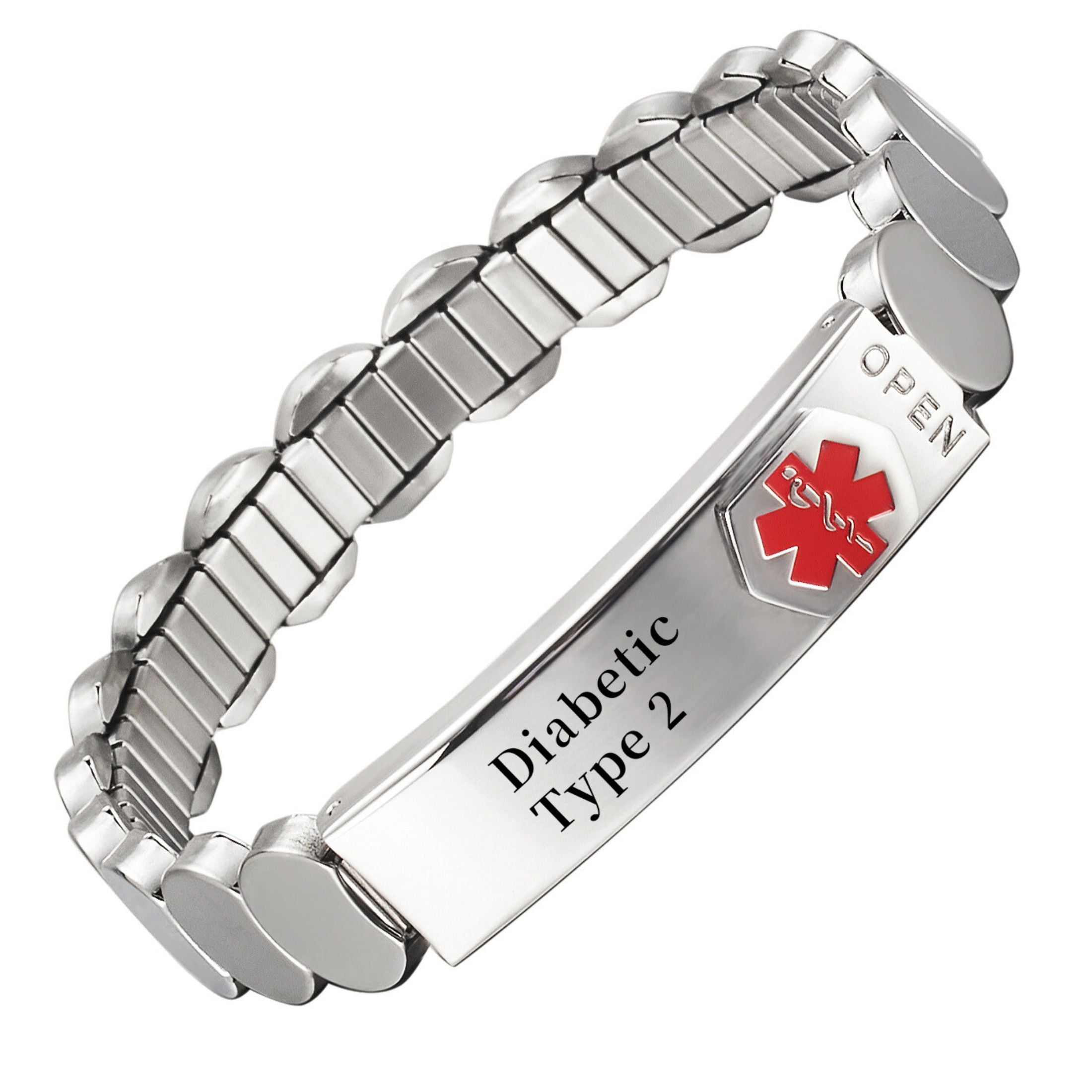 Wollet Stretch Medical Alert Bracelets Bangles for Men Women,Engraved ...