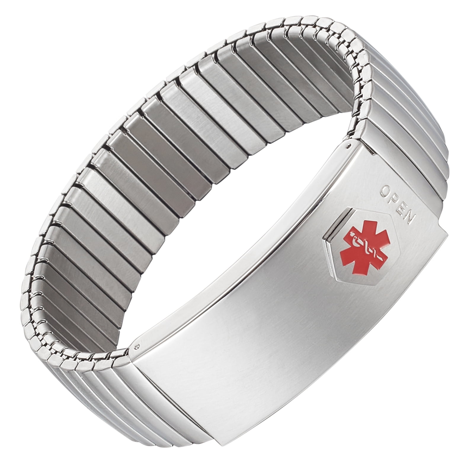 Wollet Wide Stainless Steel Medical Alert Bracelet for Men Women ...