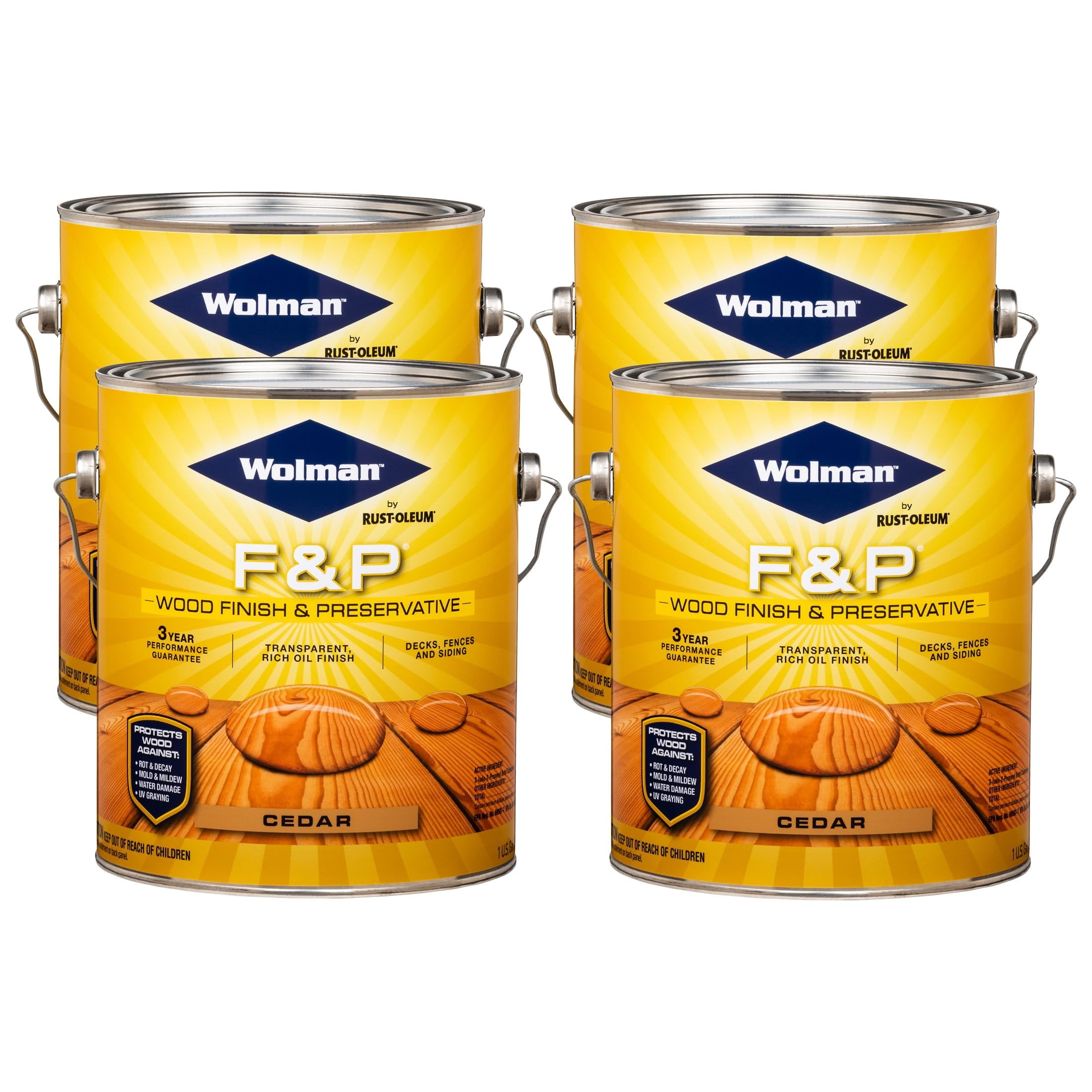 Wolman 14416-4PK F&P Oil-Based Wood Finish & Preservative Transparent ...