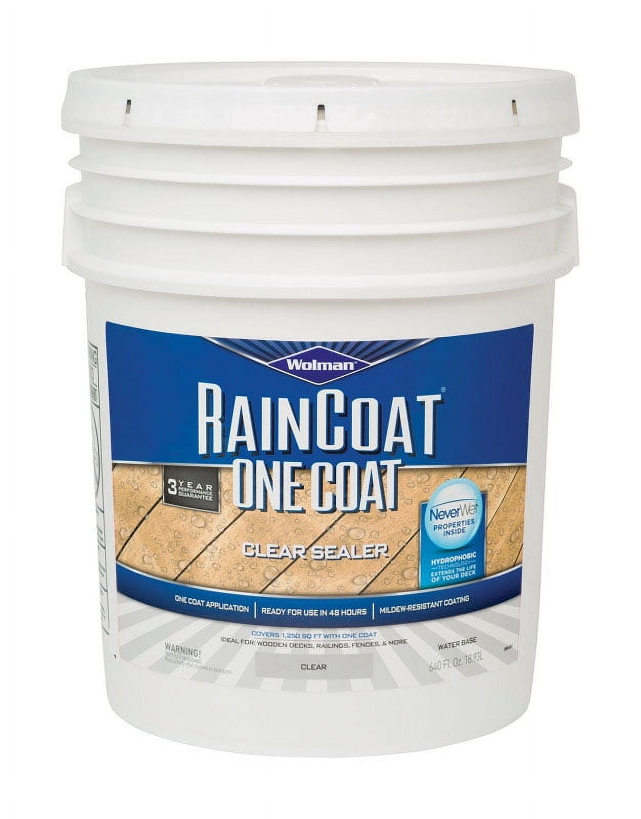 Wolman RainCoat One Coat Clear Wood Sealer, Water-Based, 5 gal ...