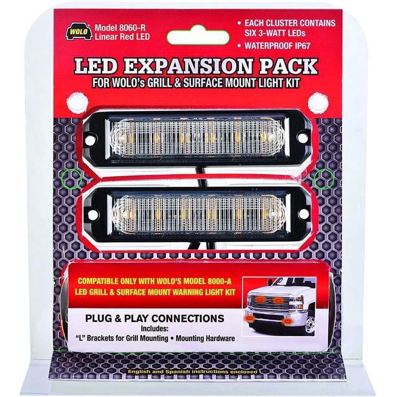 Wolo 8060-R Led Grill And Surface Mount Warning Light Expansion Pack ...