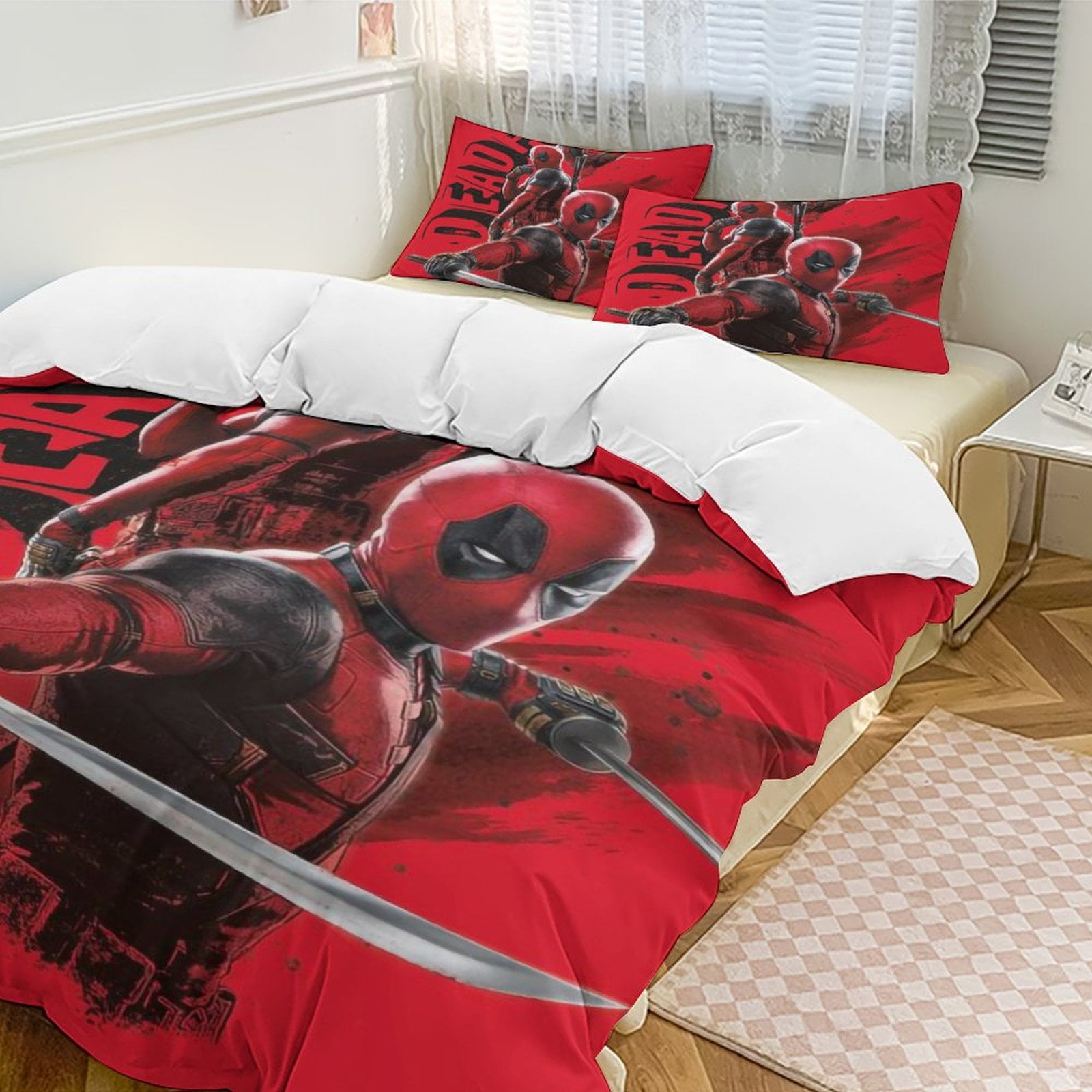 Wolverine Deadpool 3 Piece Bedding Set Cartoon Comforter Set Cute Duvet ...