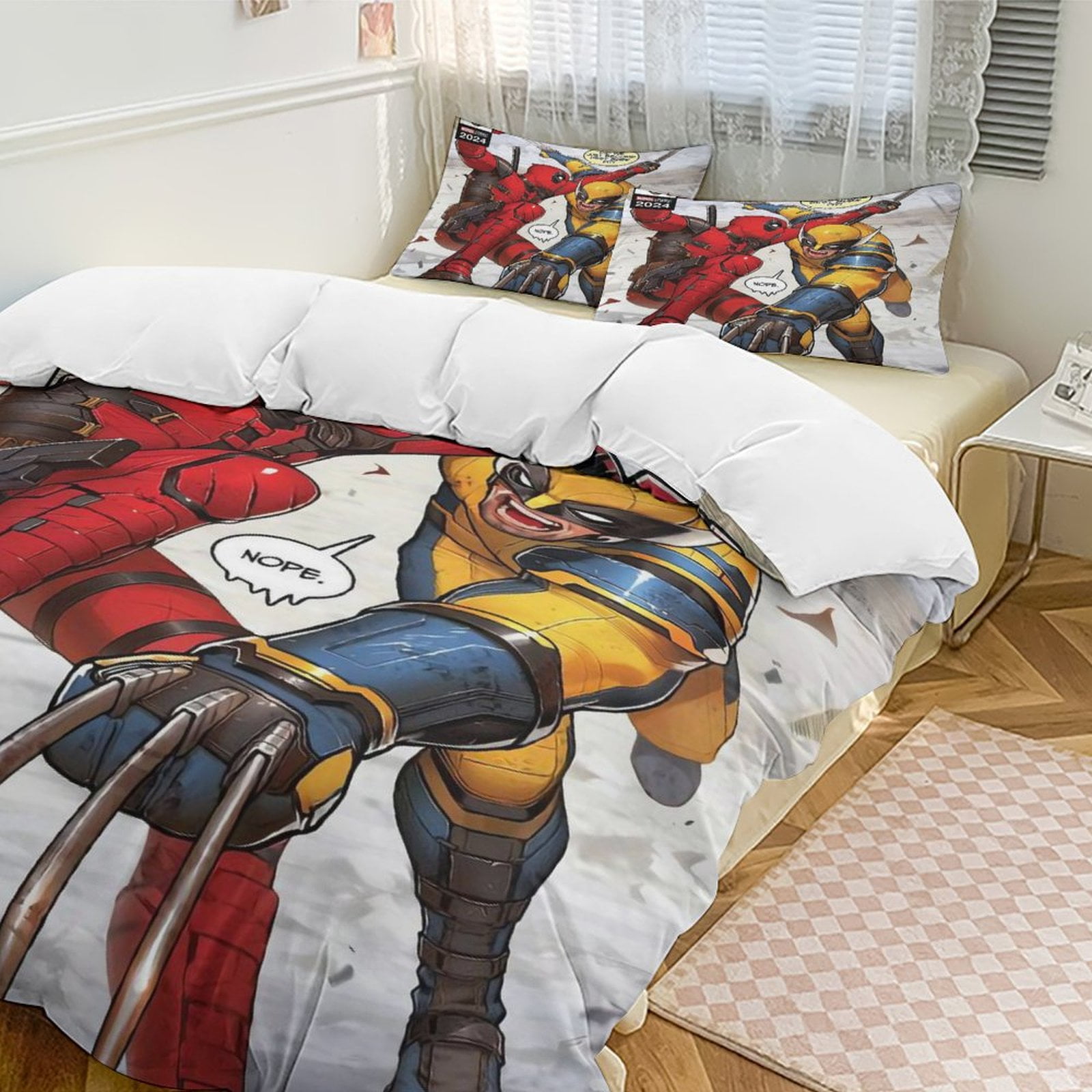 Wolverine Deadpool 3 Piece Bedding Set Cartoon Comforter Set Cute Duvet ...