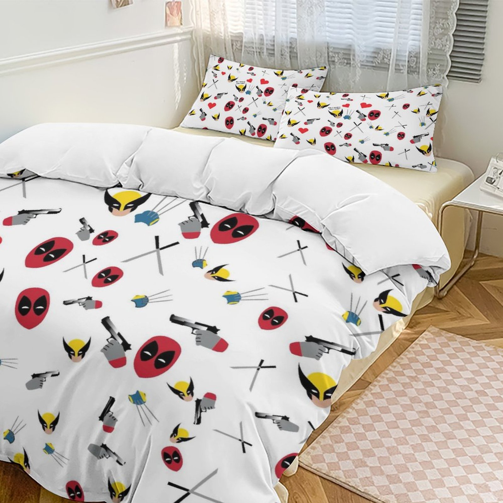 Wolverine Deadpool 3 Piece Bedding Set Cartoon Comforter Set Cute Duvet ...