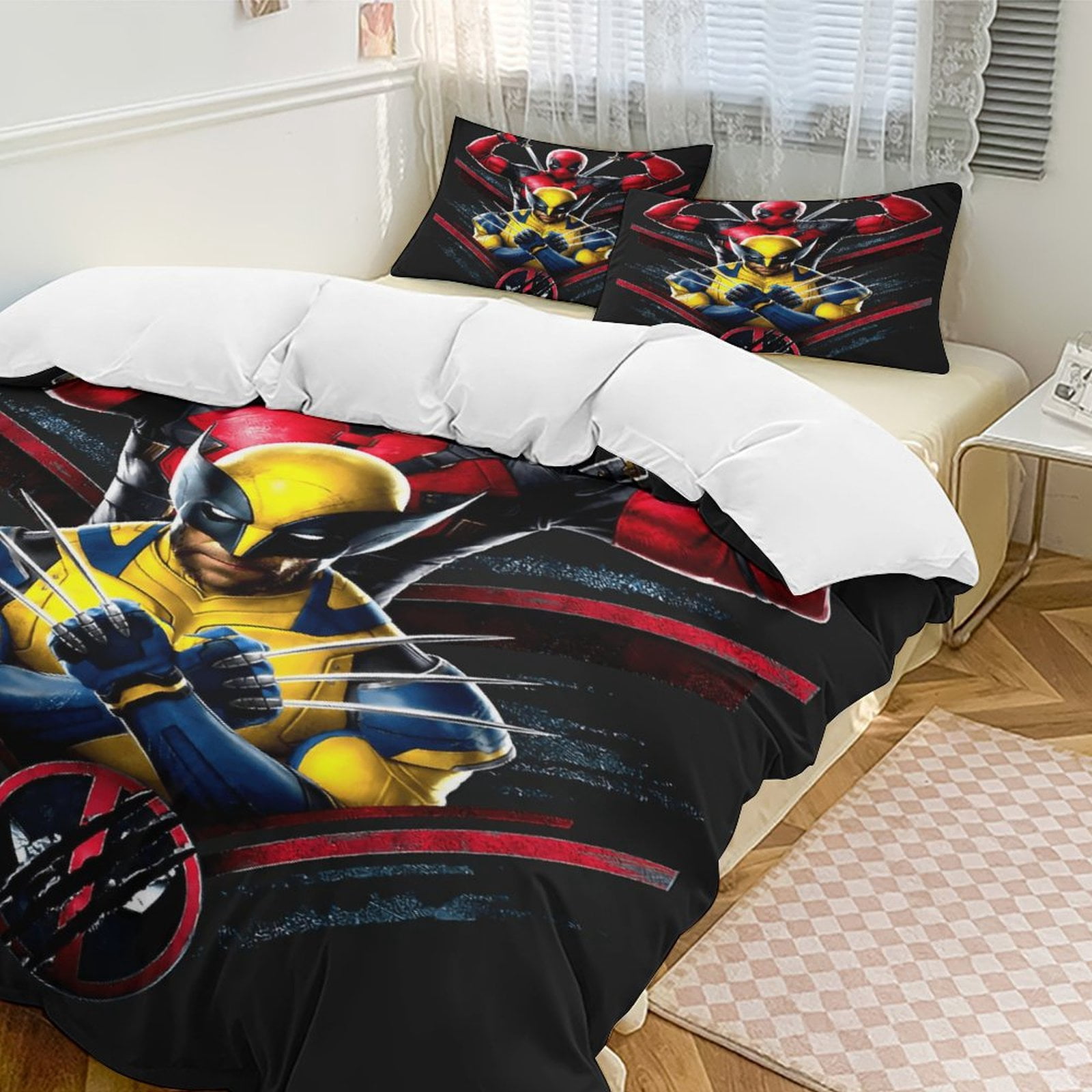 Wolverine Deadpool 3 Piece Bedding Set Cartoon Comforter Set Cute Duvet ...