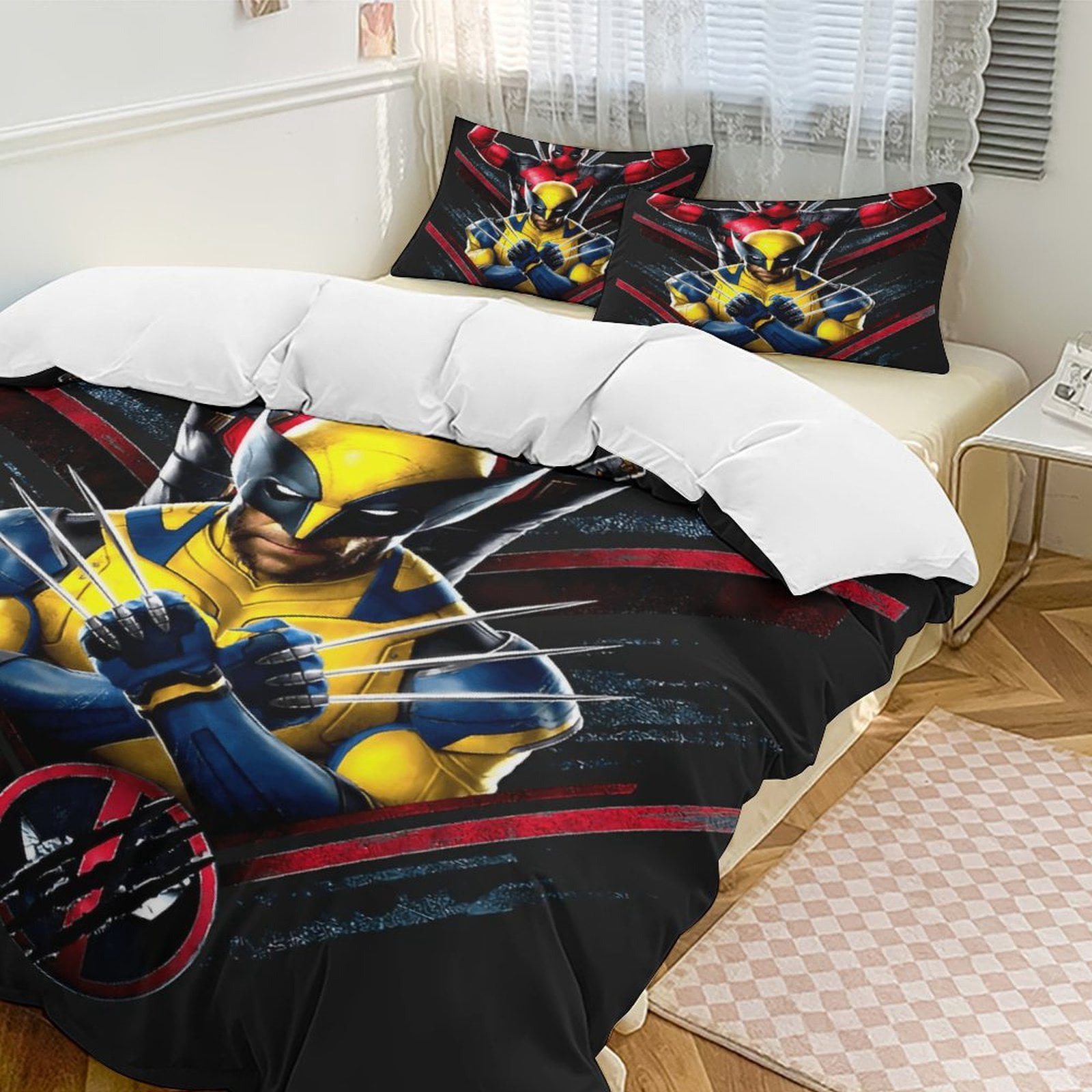 Wolverine Deadpool 3 Piece Bedding Set Cartoon Comforter Set Cute Duvet ...