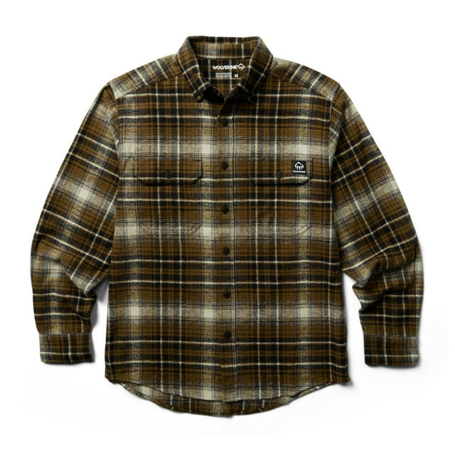 Wolverine Glacier Heavyweight Long Sleeve Flannel Shirt Men Chestnut ...