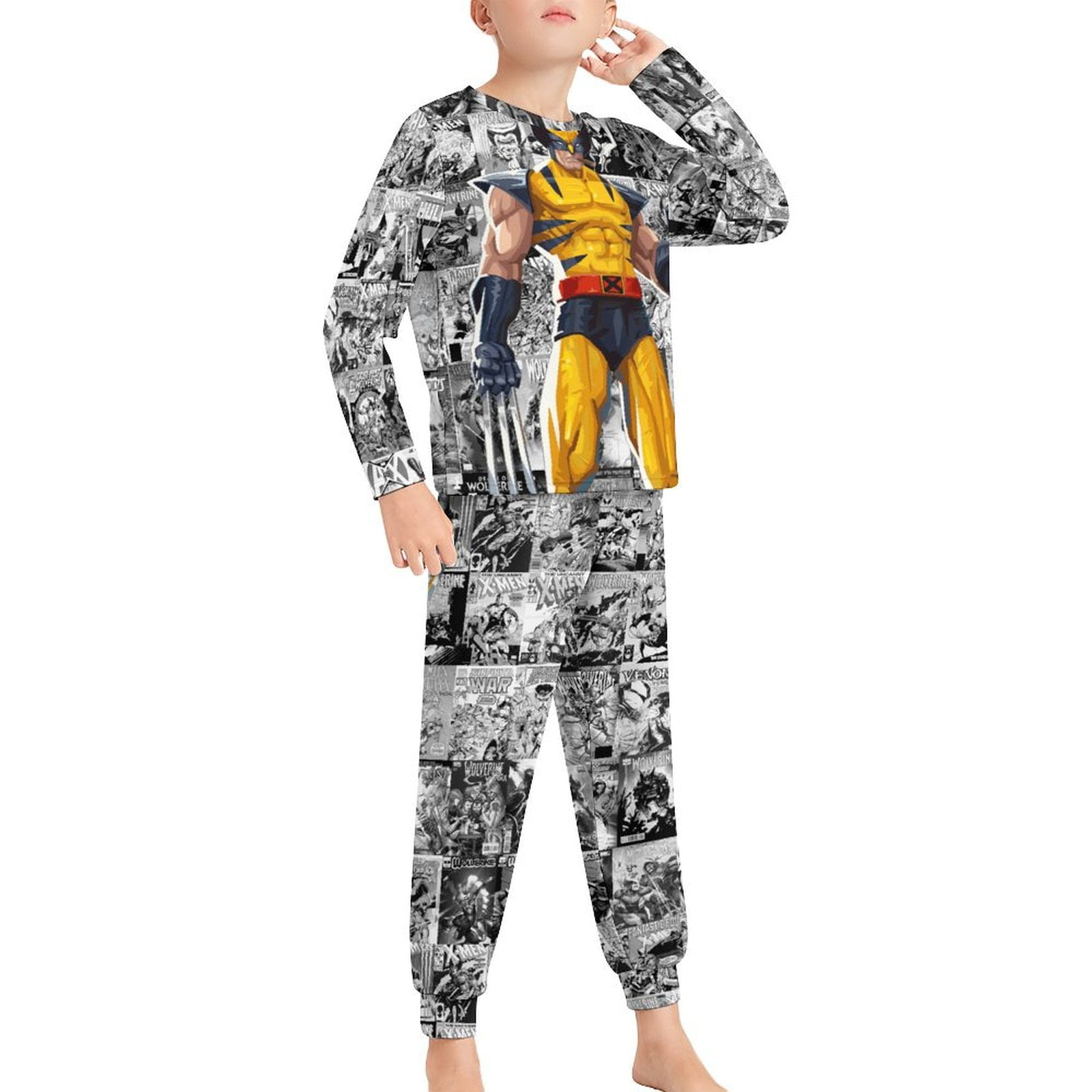 Wolverine Little Big Boys Girls Pajamas Set Long Sleeve Kids PJs ...