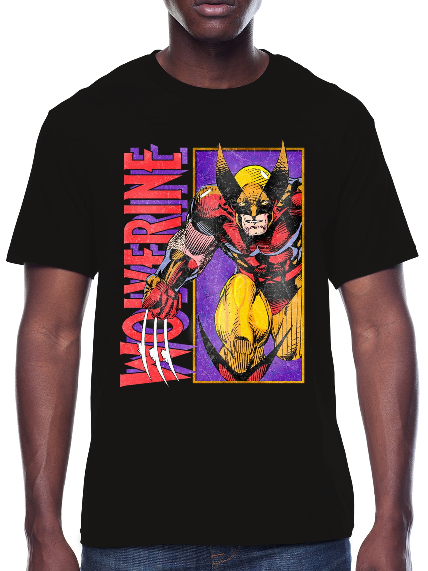 Wolverine, Men's & Big Men's Graphic Crew Neck T-Shirt, Panel Bust ...