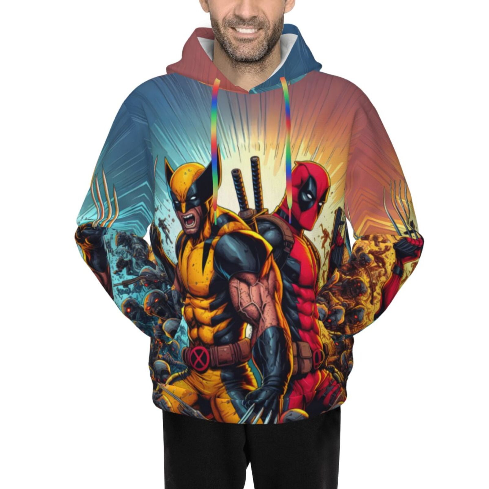 Wolverine Men's Hoodie Novelty Pattern Adult Hooded Sweatshirts Casual ...